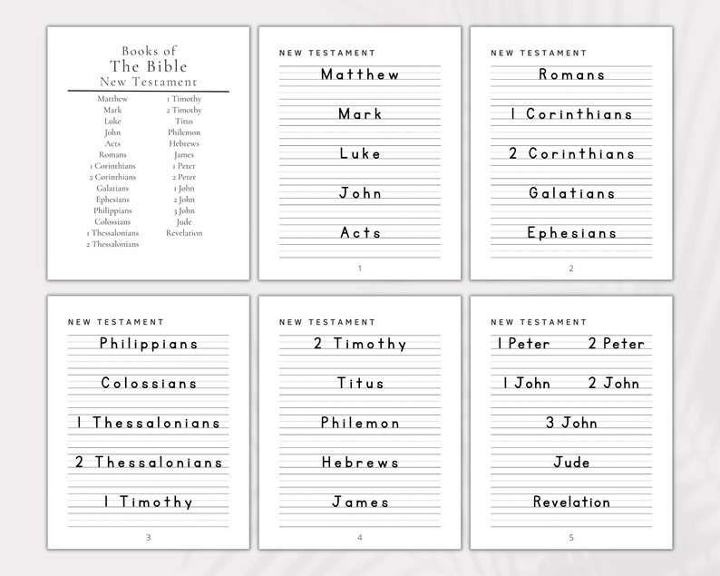 Books of the Bible Print Copywork, Homeschool Handwriting Practice ...