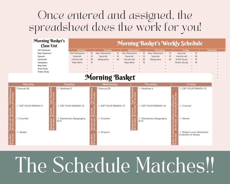 Editable Homeschool Schedule Spreadsheet, Customizable Homeschool ...