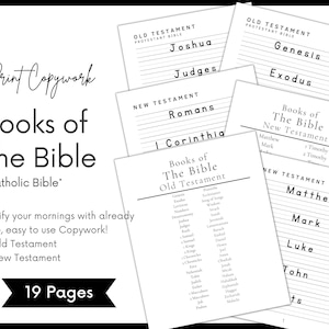 Books of the Catholic Bible Print Copywork, Homeschool Handwriting ...