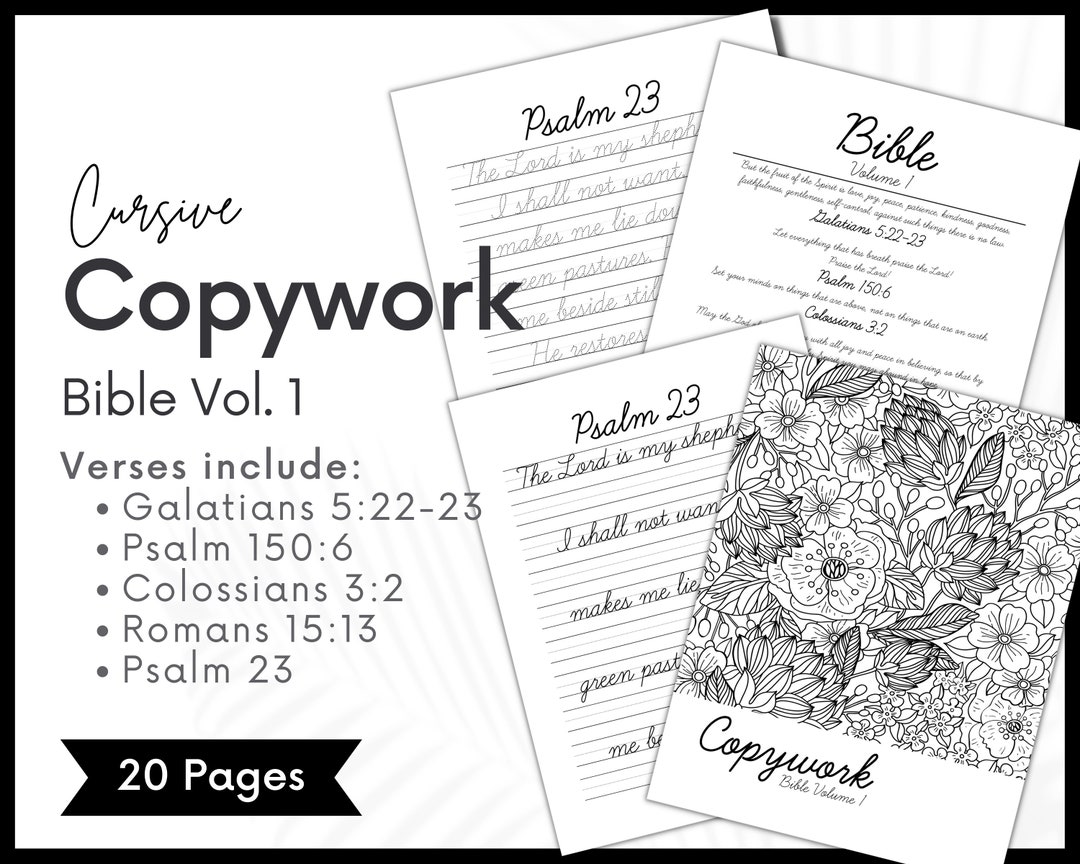Bible Cursive Copywork, Homeschool Handwriting Practice Worksheets ...