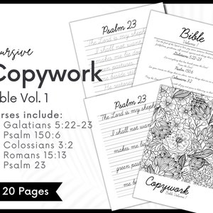 Bible Cursive Copywork, Homeschool Handwriting Practice Worksheets ...