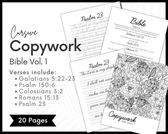 Bible Cursive Copywork Homeschool Handwriting Practice - Etsy