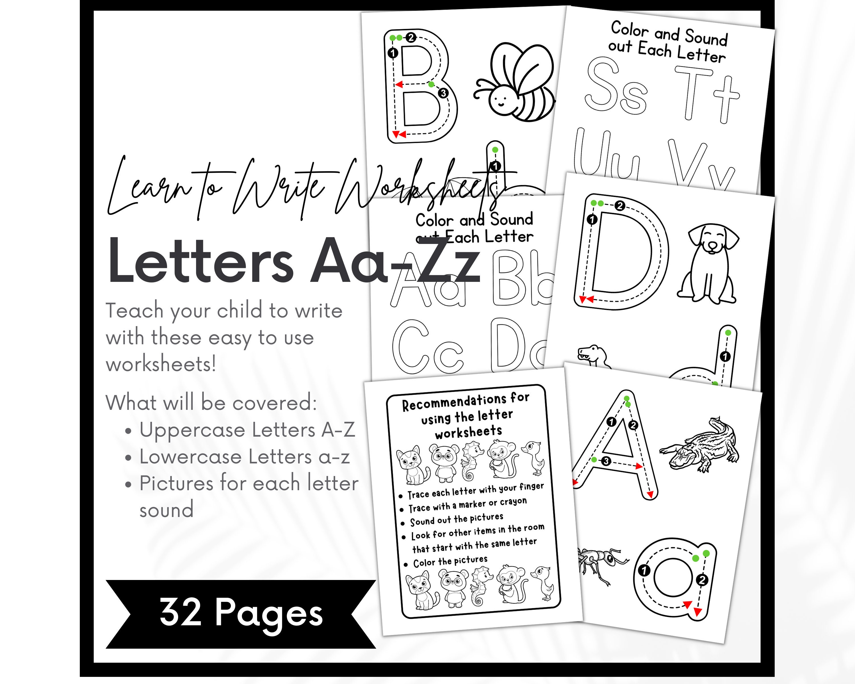 Preschool Prek Handwriting Worksheets Letters Uppercase Lowercase ...
