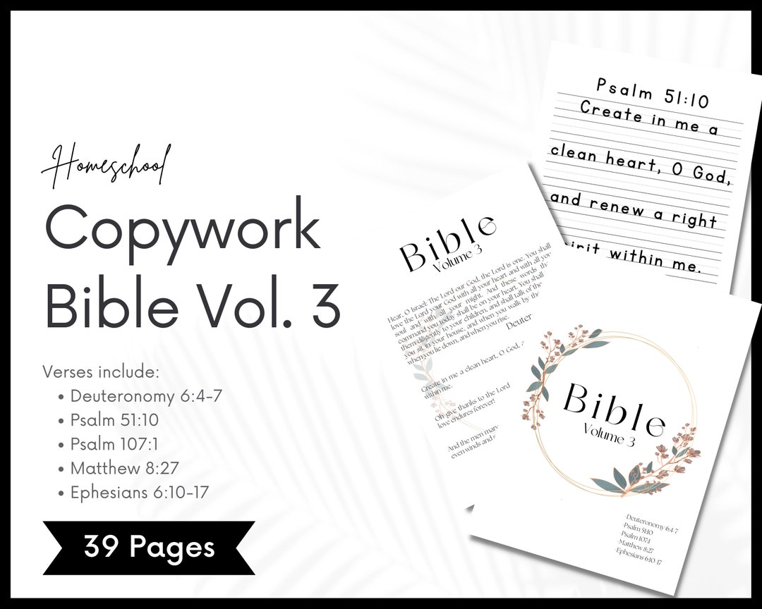 Bible Print Copywork, Homeschool Handwriting Practice Sheets, Charlotte ...