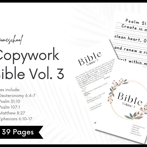 Bible Print Copywork Bundle Homeschool Handwriting Practice - Etsy