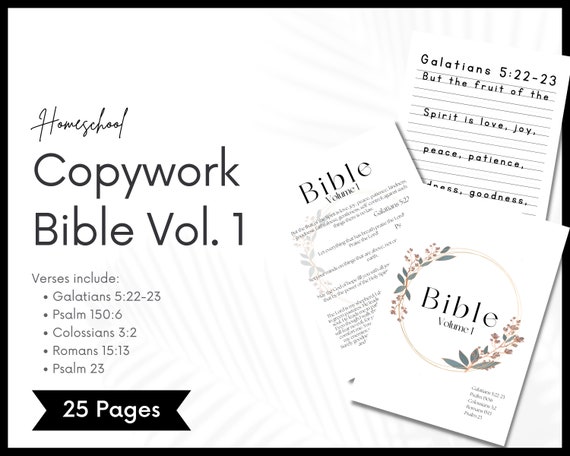 Bible Print Copywork Homeschool Handwriting Practice Sheets - Etsy