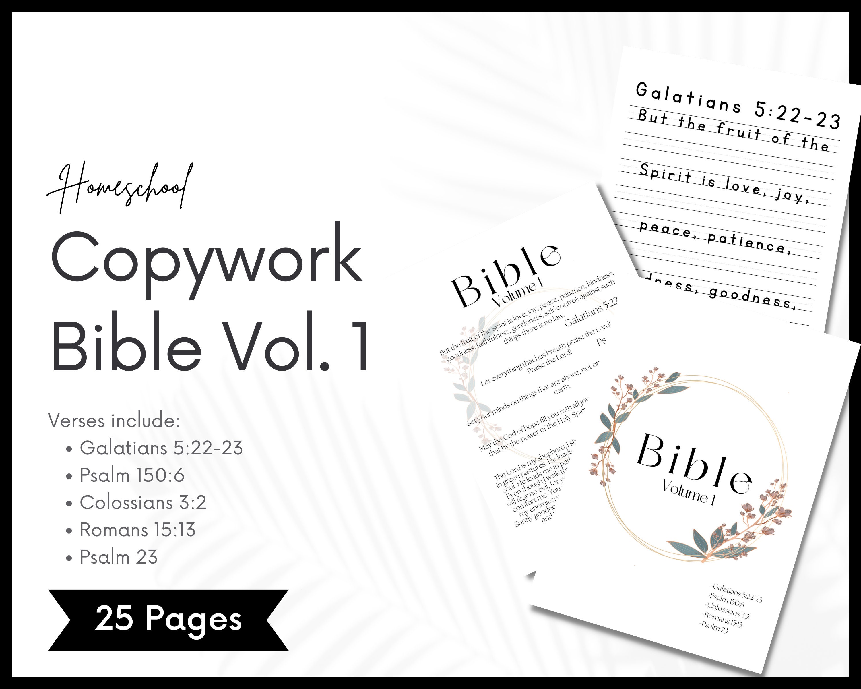 Bible Print Copywork Homeschool Handwriting Practice Sheets - Etsy