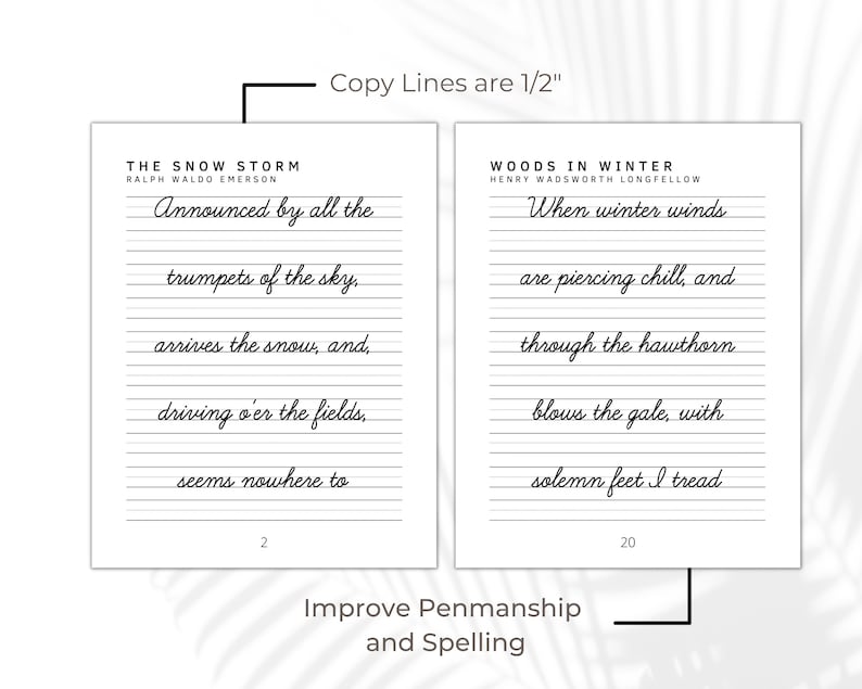 Winter Cursive Copywork and Seasonal Poetry Study, Charlotte Mason ...