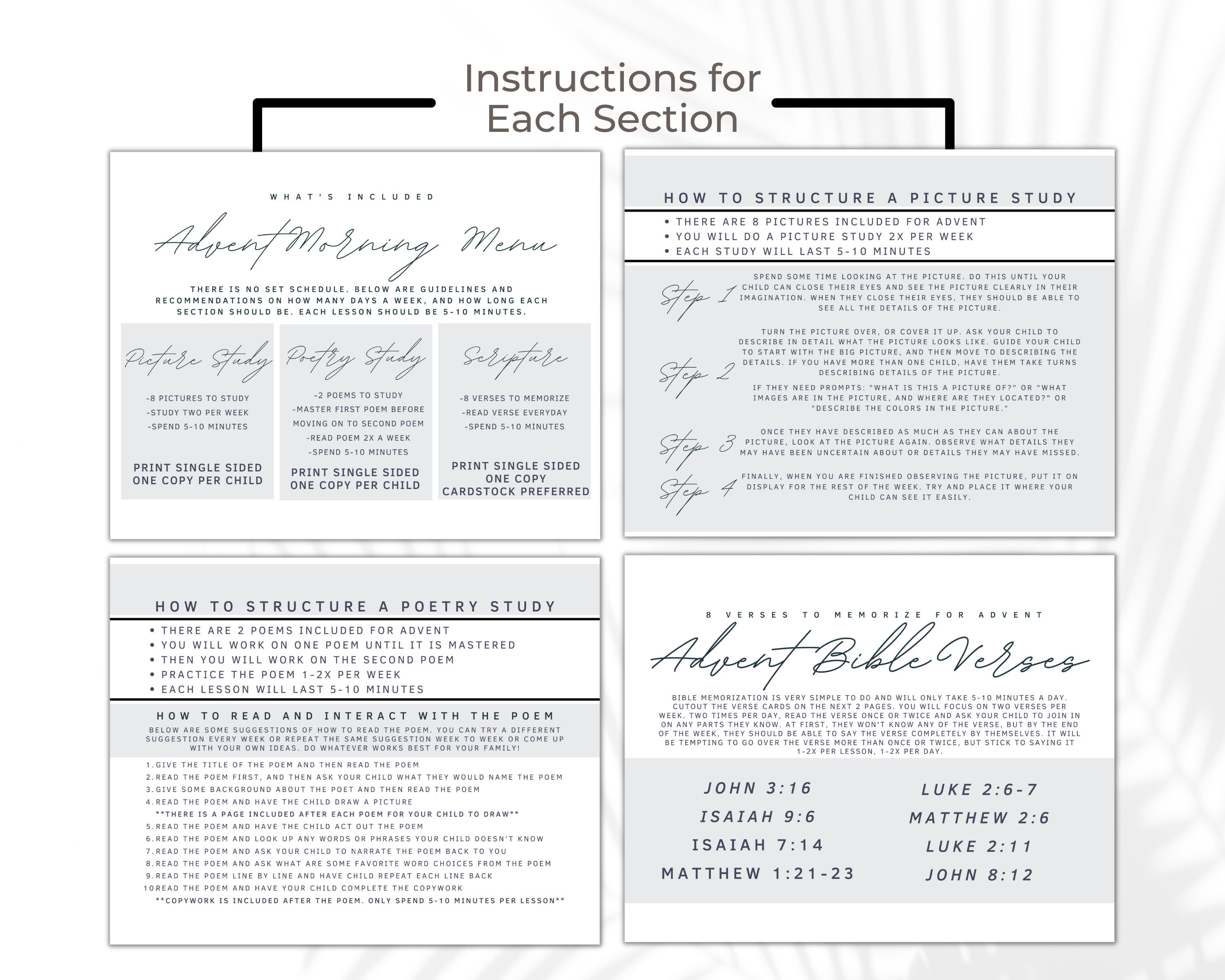 Charlotte Mason Advent Christmas Morning Time, Homeschool Morning Menu ...
