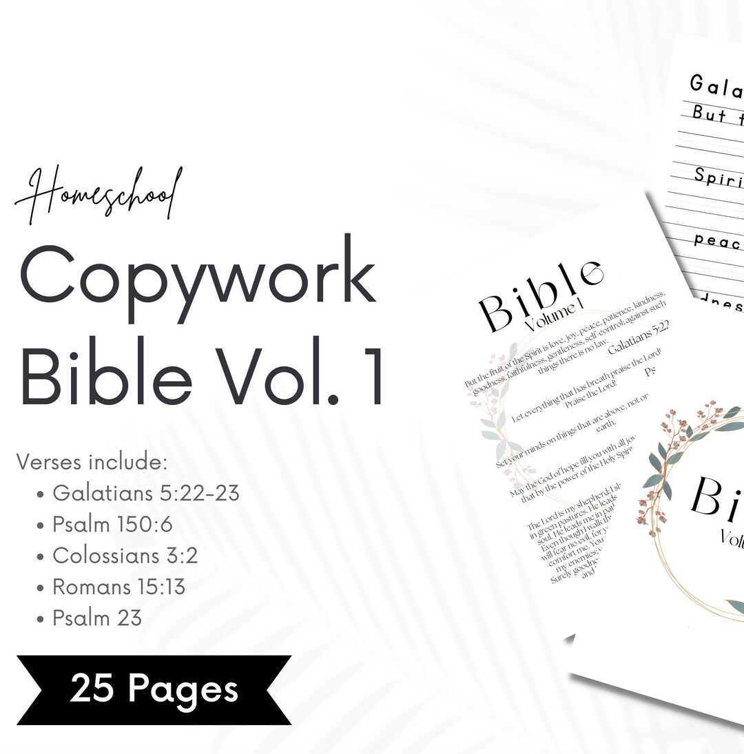 Bible Print Copywork, Homeschool Handwriting Practice Sheets, Charlotte ...