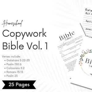 Bible Print Copywork, Homeschool Handwriting Practice Sheets, Charlotte ...