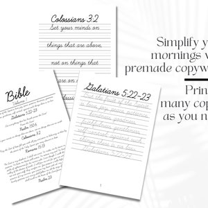 Bible Cursive Copywork, Homeschool Handwriting Practice Worksheets ...