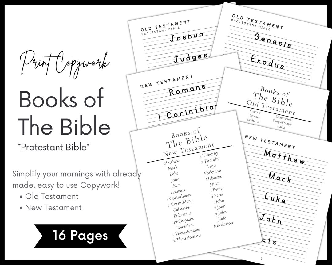 Books of the Bible Print Copywork Homeschool Handwriting - Etsy
