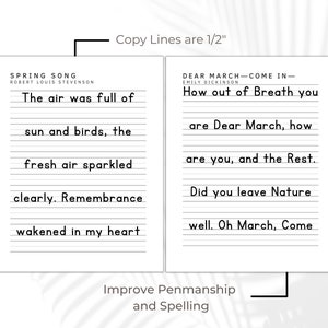 One Year of Print Copywork With 36 Seasonal Poems to Study, Charlotte ...