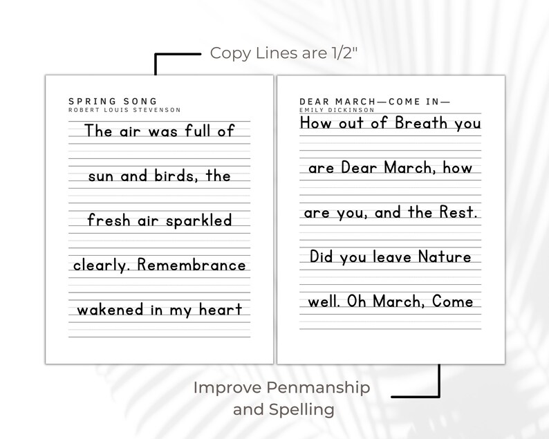 One Year of Print Copywork With 36 Seasonal Poems to Study, Charlotte ...