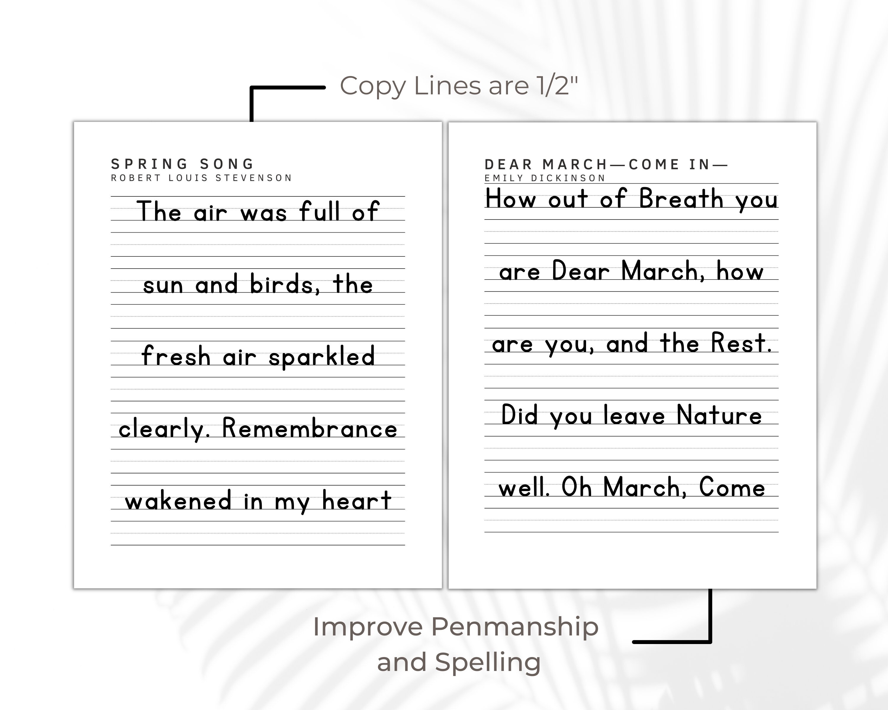 One Year of Print Copywork With 36 Seasonal Poems to Study - Etsy