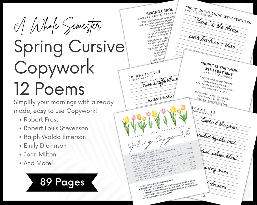 Spring Cursive Copywork and Seasonal Poetry Study, Charlotte Mason ...