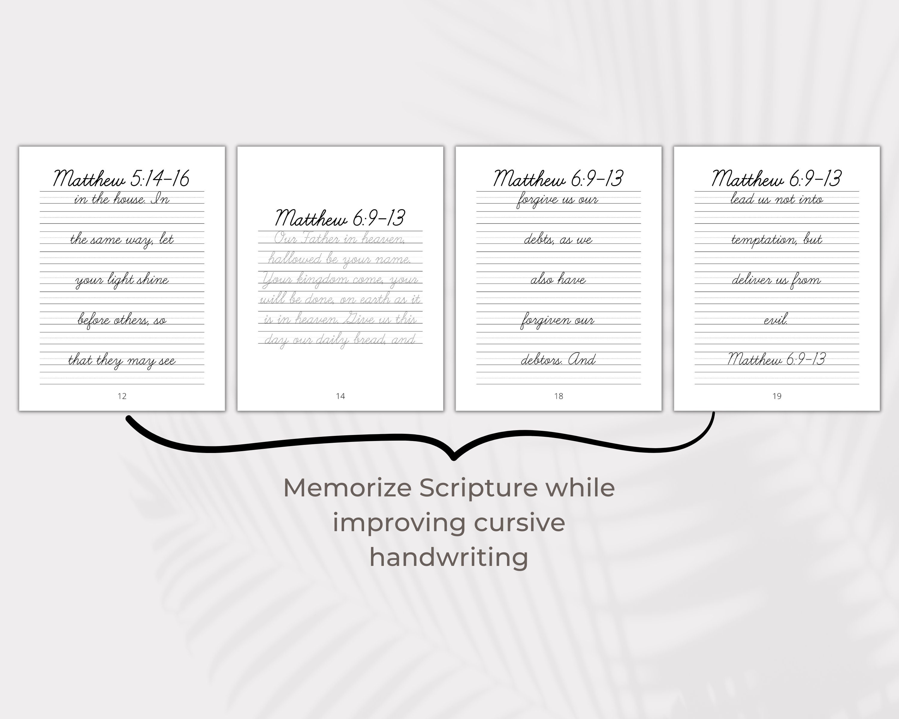 Bible Cursive Copywork Bundle, Homeschool Handwriting Practice Sheets ...