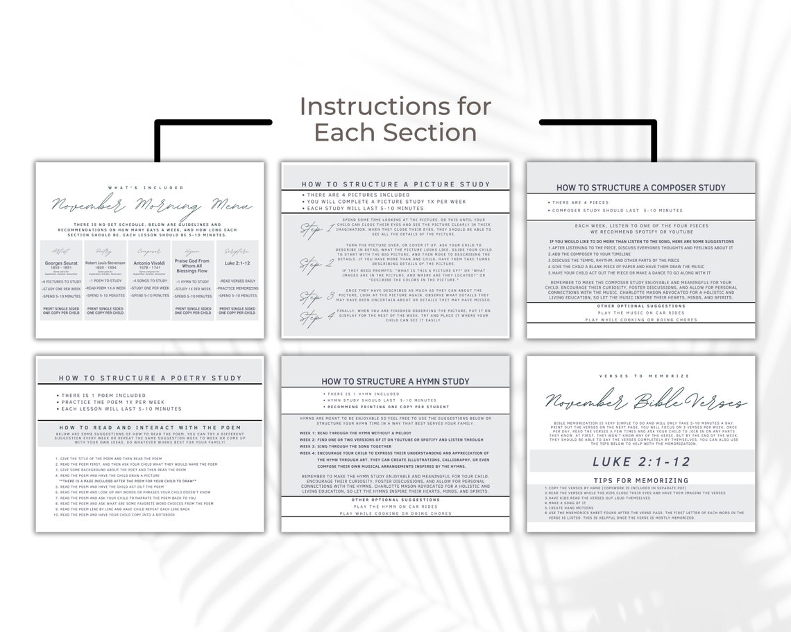 Charlotte Mason November Morning Time, Homeschool Morning Menu, Picture ...