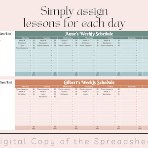 Editable Homeschool Schedule Spreadsheet, Customizable Homeschool ...