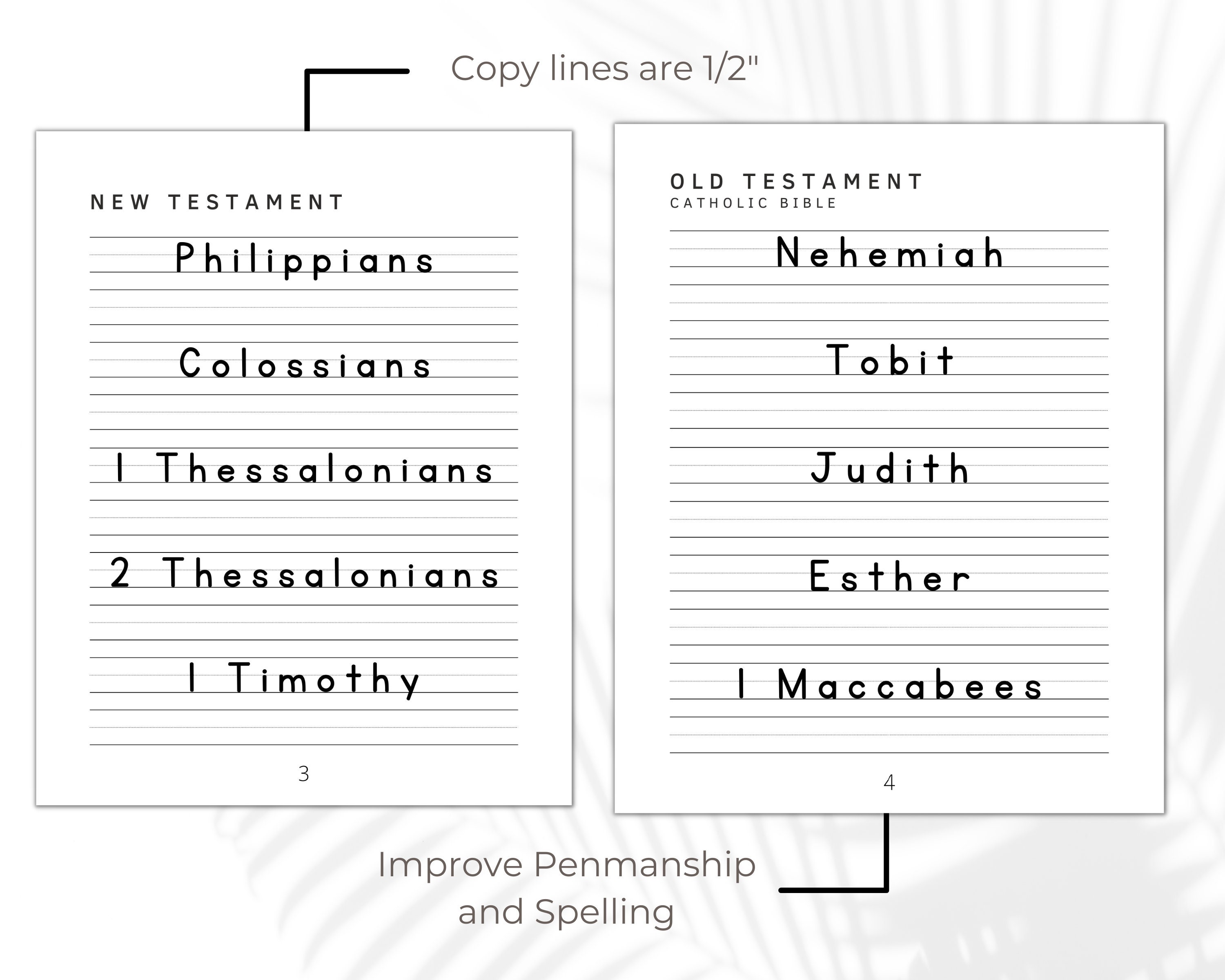 Books of the Catholic Bible Print Copywork, Homeschool Handwriting ...