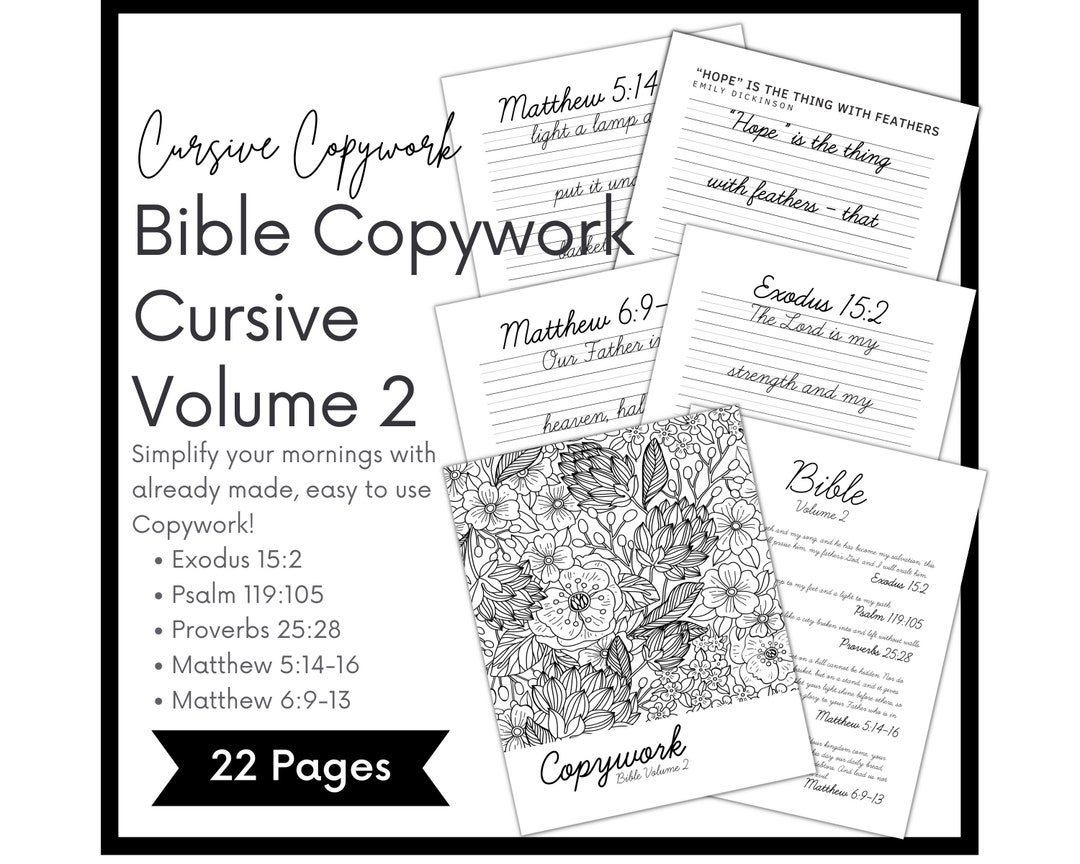 Bible Cursive Copywork, Volume 2, Homeschool Handwriting Practice ...