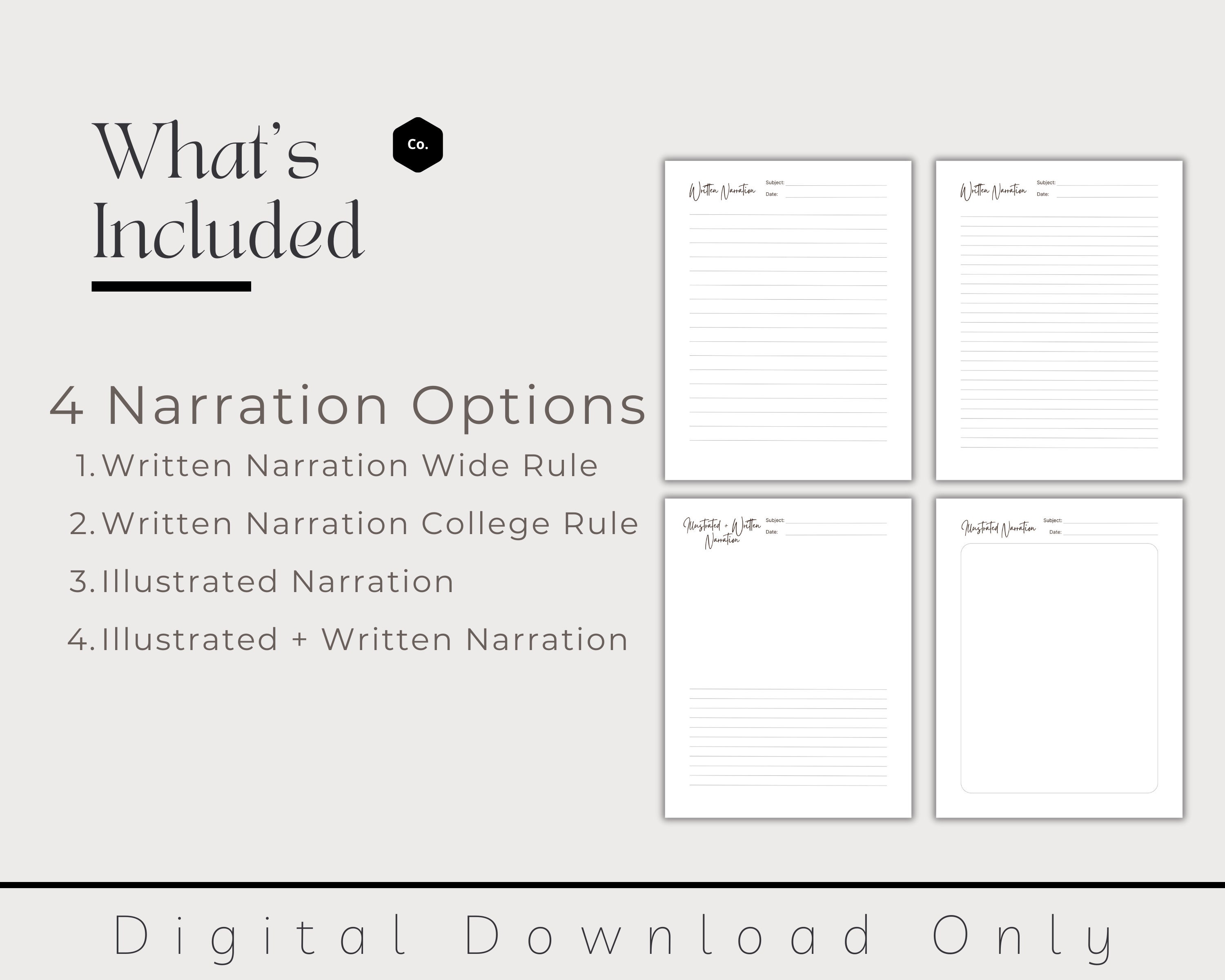 Narration Journal Notebook, Charlotte Mason Printable Homeschool ...