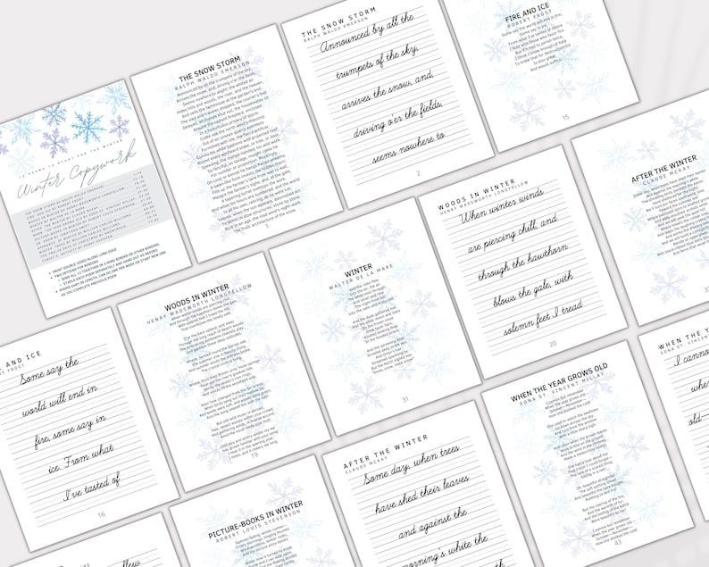 Winter Cursive Copywork and Seasonal Poetry Study, Charlotte Mason ...