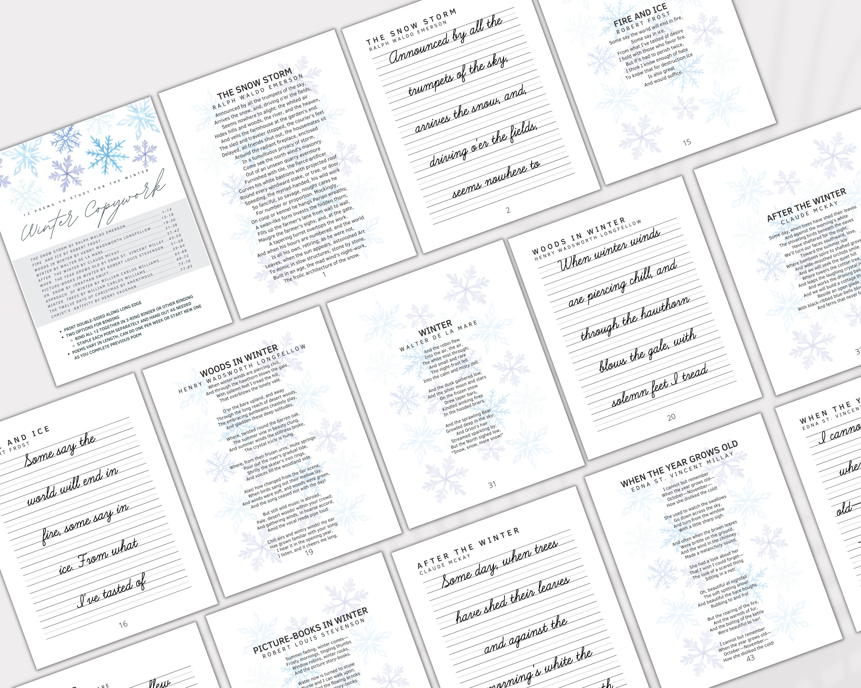 Winter Cursive Copywork and Seasonal Poetry Study, Charlotte Mason ...