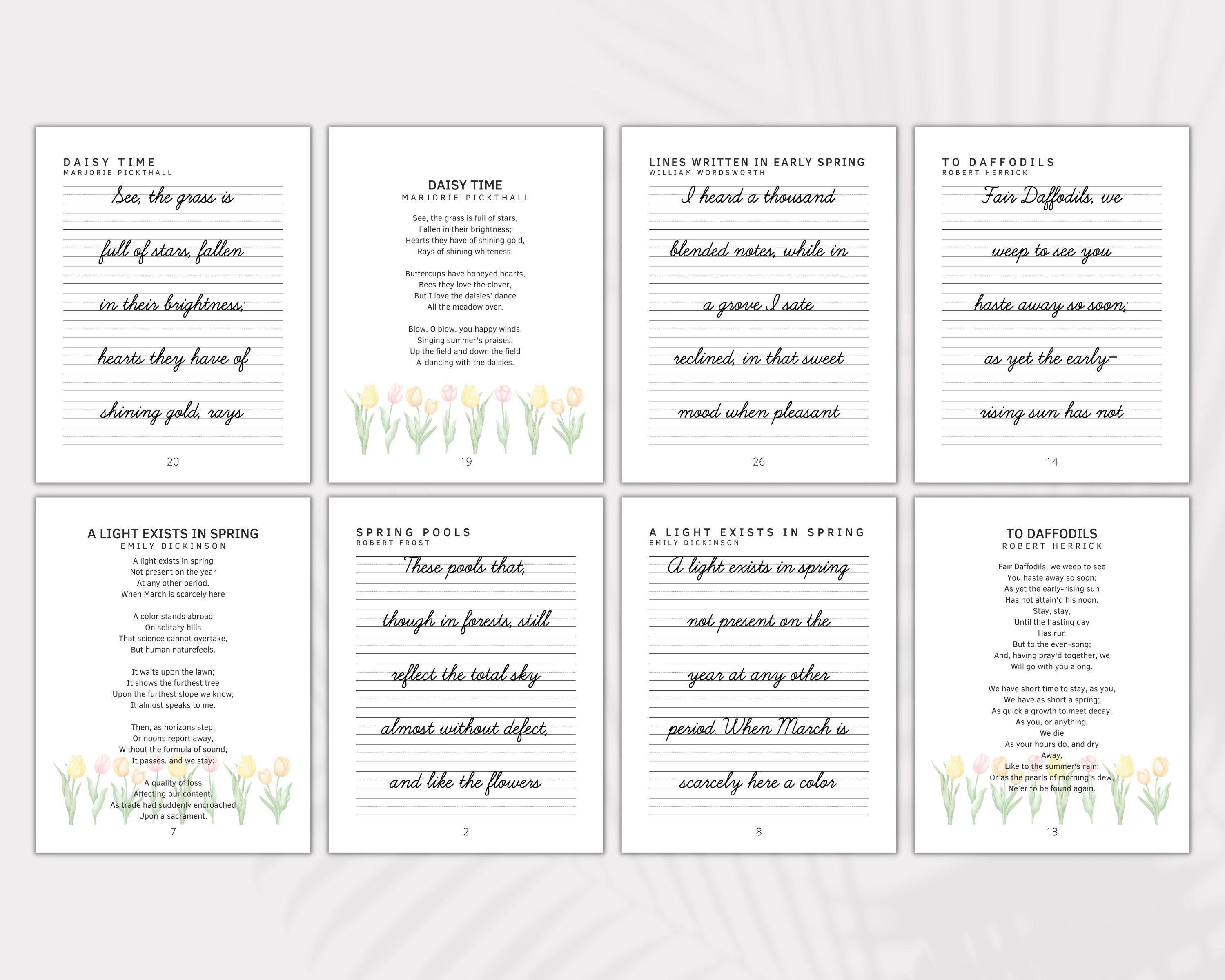 Spring Cursive Copywork and Seasonal Poetry Study Charlotte - Etsy