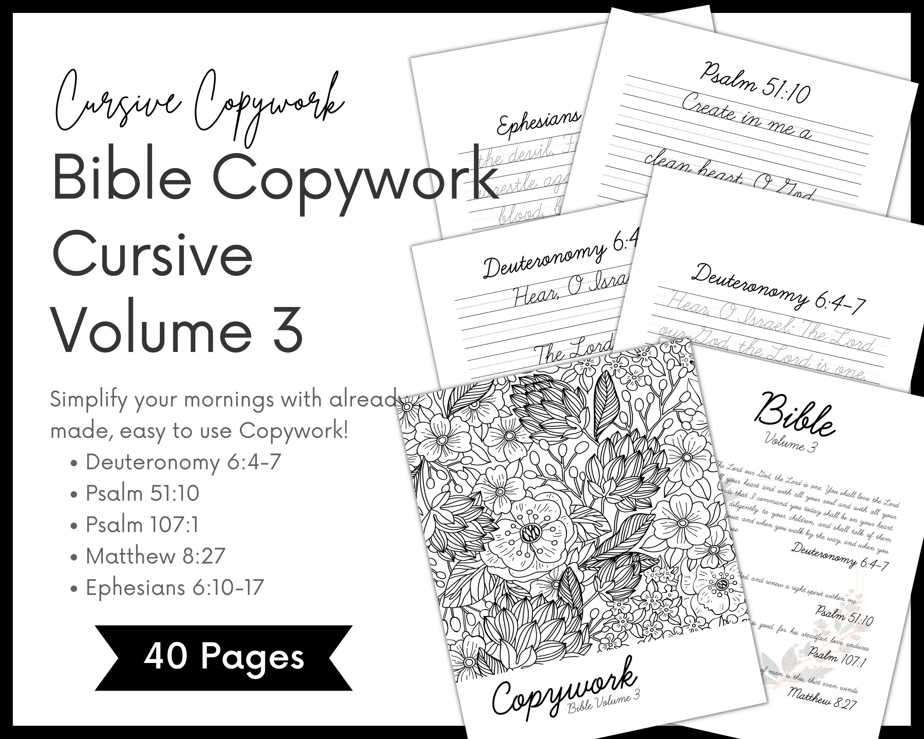 Bible Cursive Copywork Volume 3, Homeschool Handwriting Practice ...
