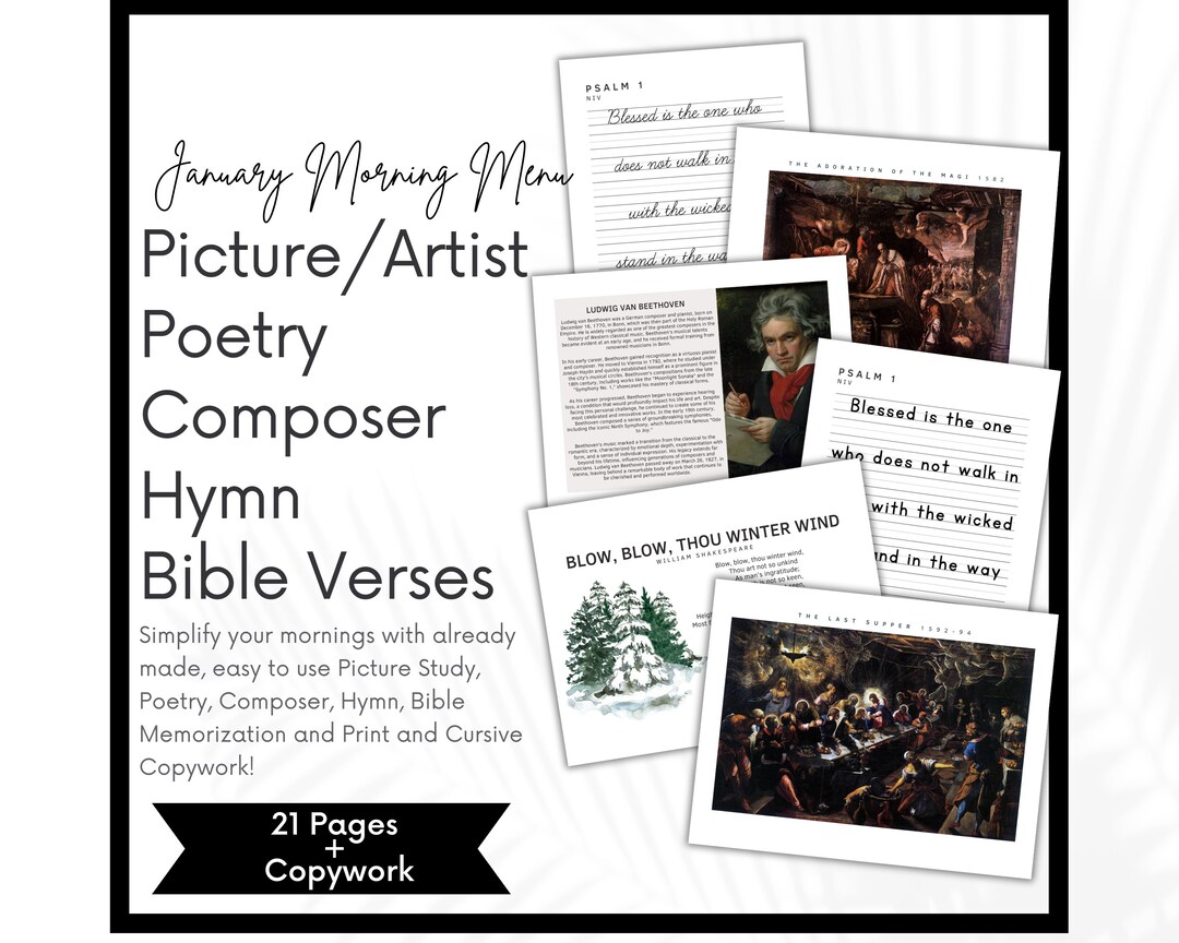 Charlotte Mason January Morning Time, Homeschool Morning Menu, Picture ...