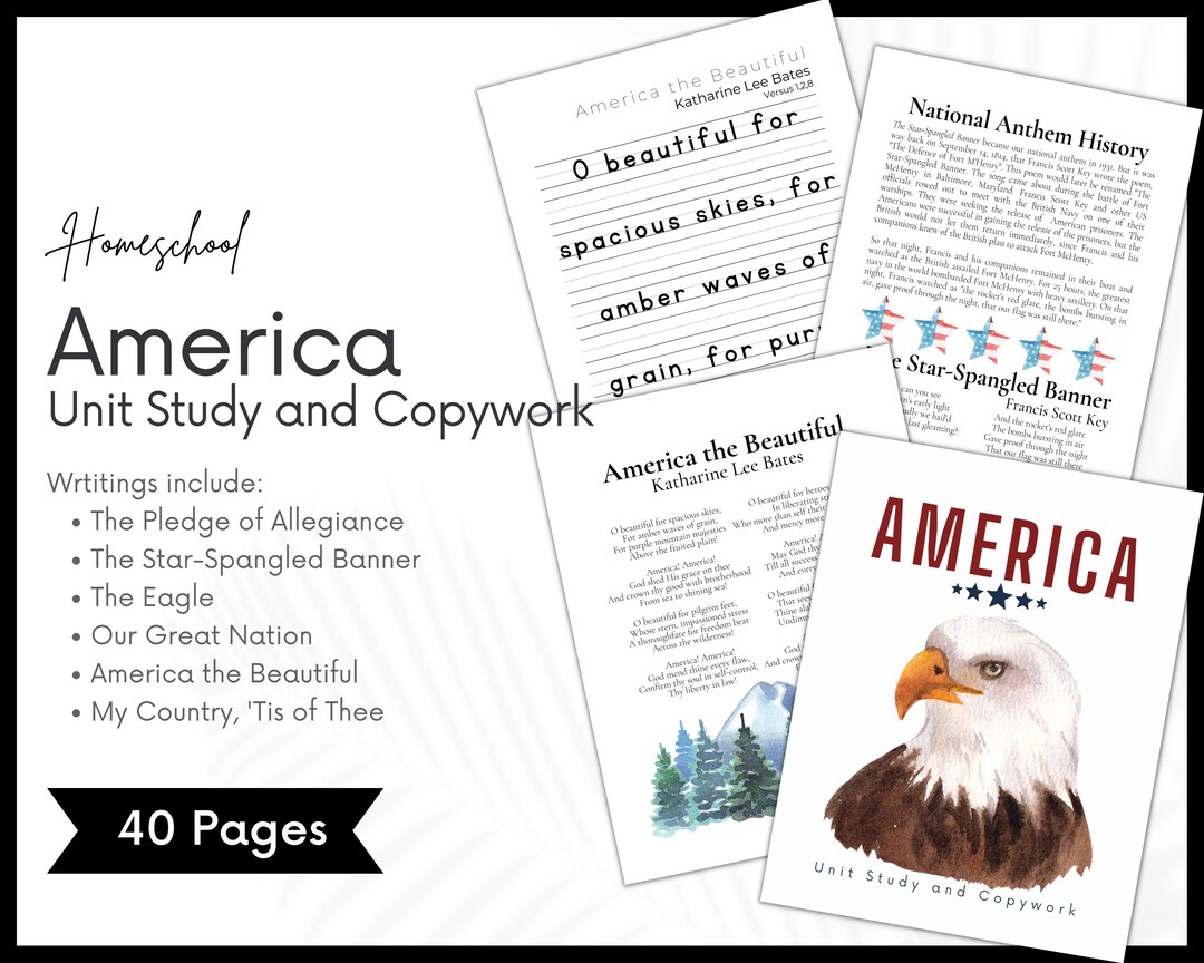 United States of America Unit Study and Copywork USA - Etsy