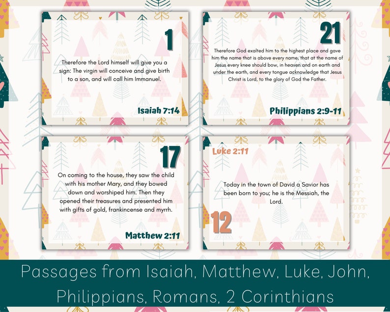 Advent Scripture Bible Devotions for Kids, Advent Story Cards ...
