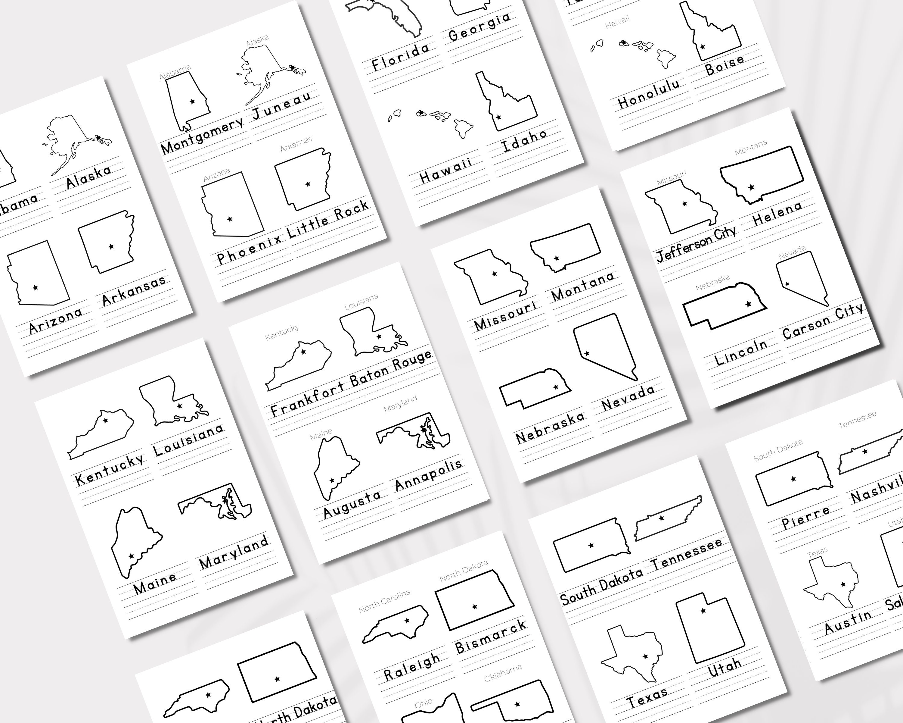 United States and Capitals Map Work, Charlotte Mason Map Drills ...