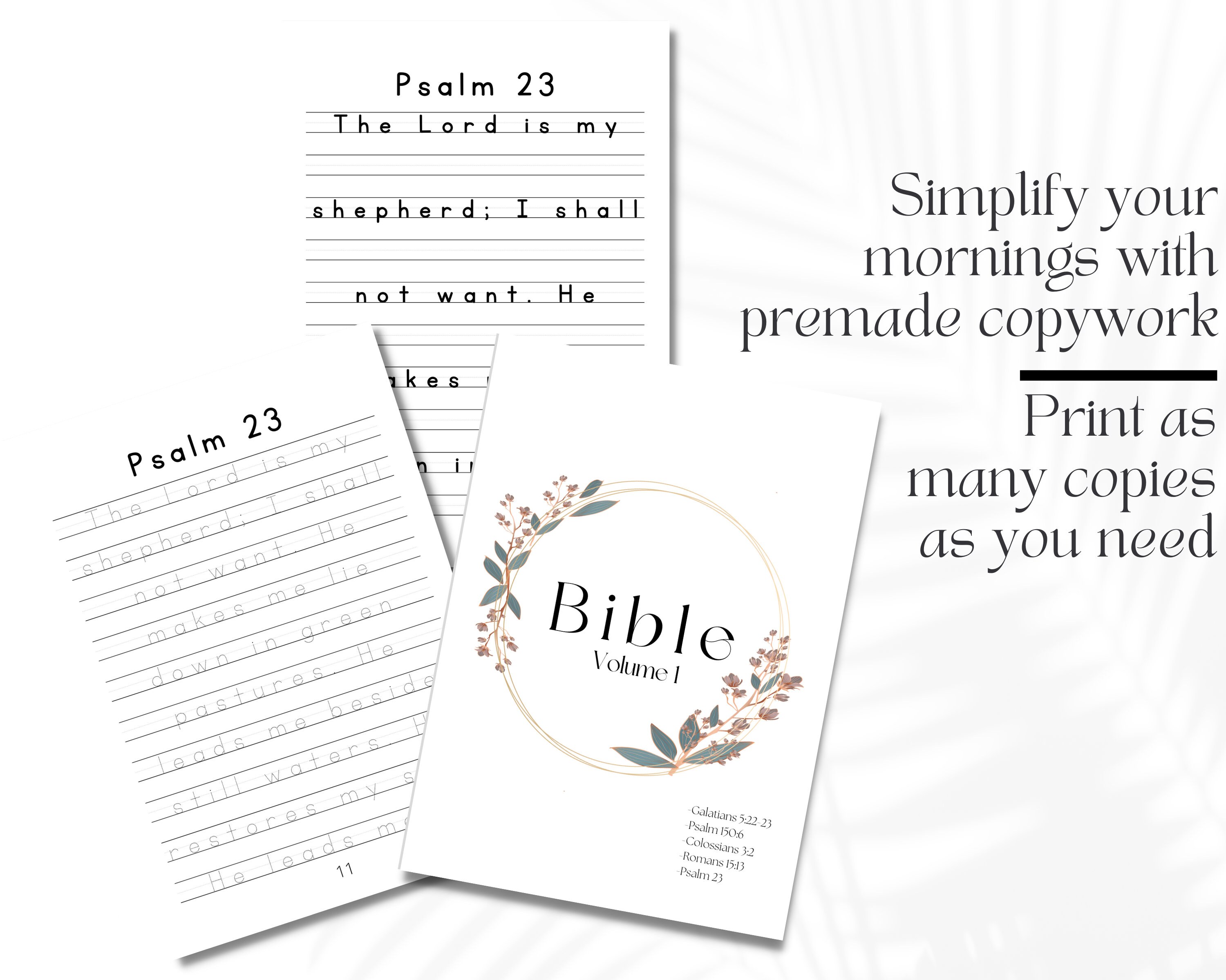 Bible Print Copywork, Homeschool Handwriting Practice Sheets, Charlotte ...