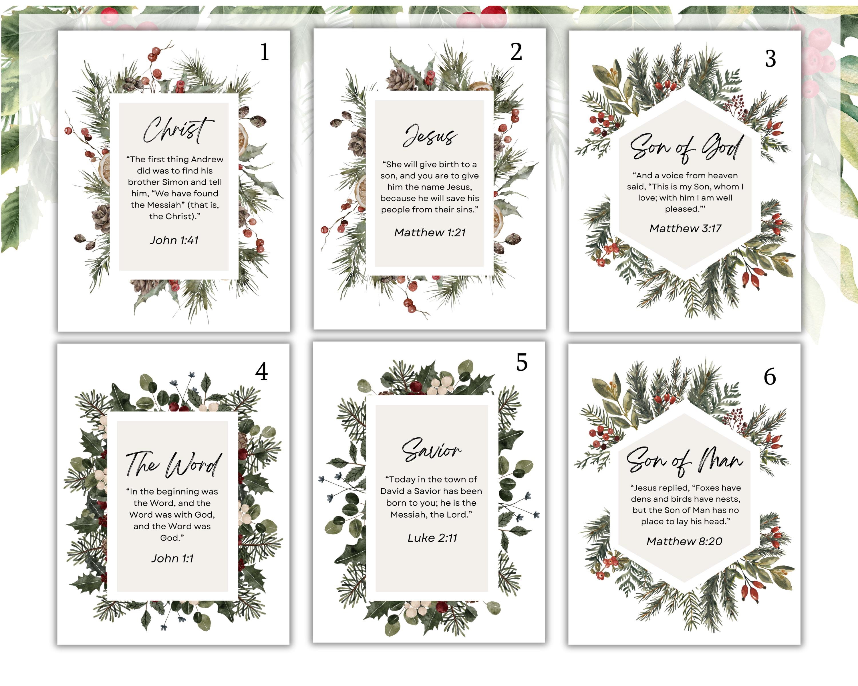 25 Names of Jesus Christ Copywork, Advent Countdown, Christmas Bible ...