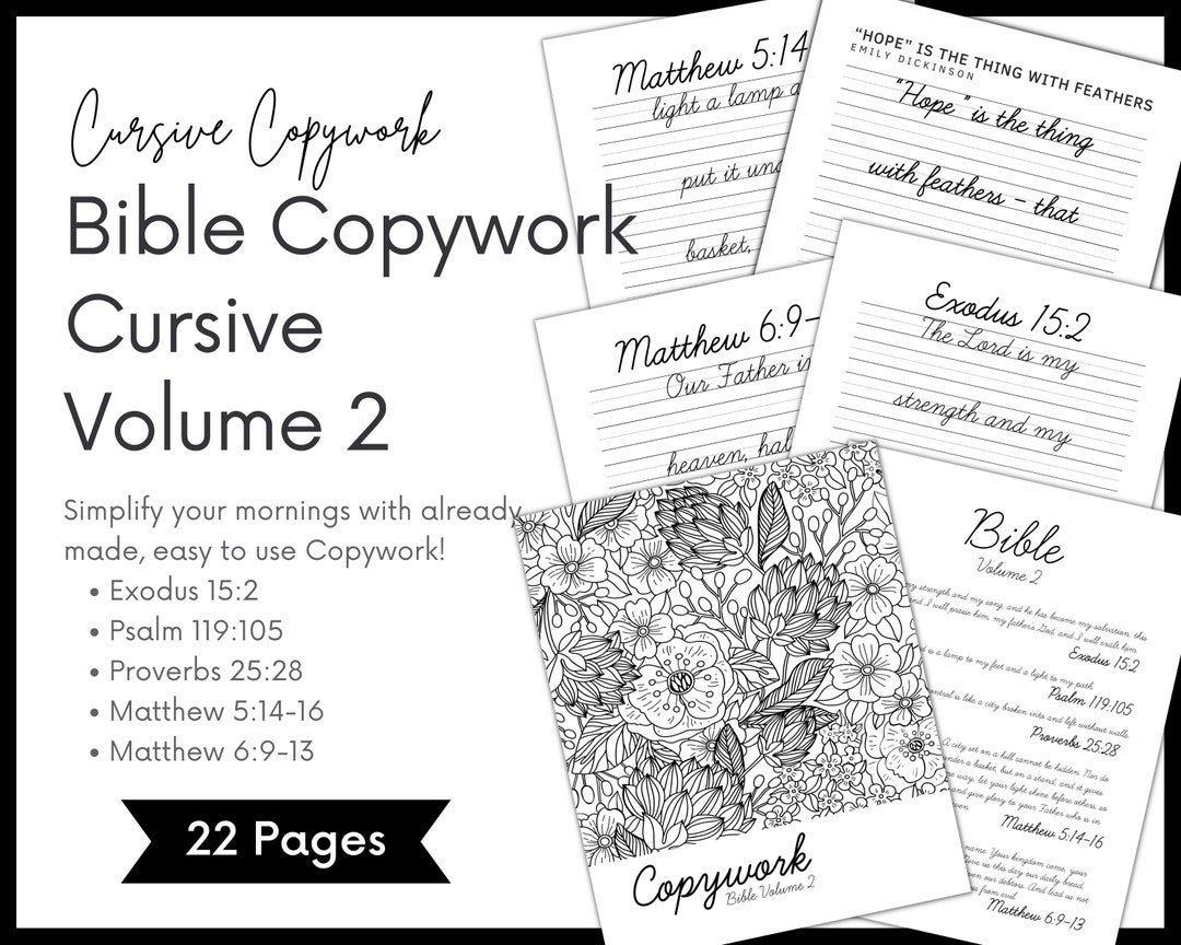 Bible Cursive Copywork Volume 2 Homeschool Handwriting - Etsy