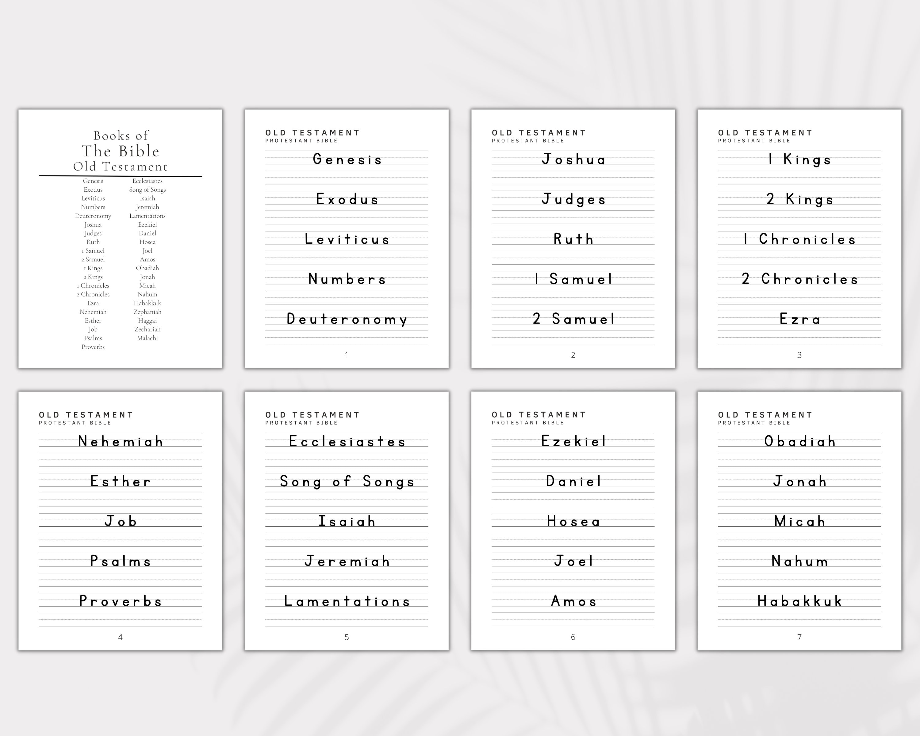 Books of the Bible Print Copywork, Homeschool Handwriting Practice ...
