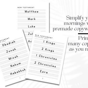 Books of the Bible Print Copywork, Homeschool Handwriting Practice ...