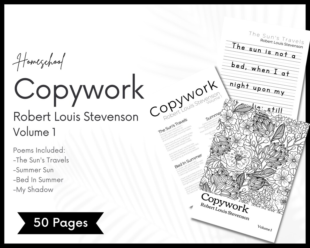 Copywork for Charlotte Mason Homeschool, Robert Louis Stevenson Poetry ...