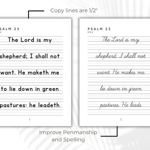 Copywork for Charlotte Mason Homeschool, Psalm 23, Print and Cursive ...