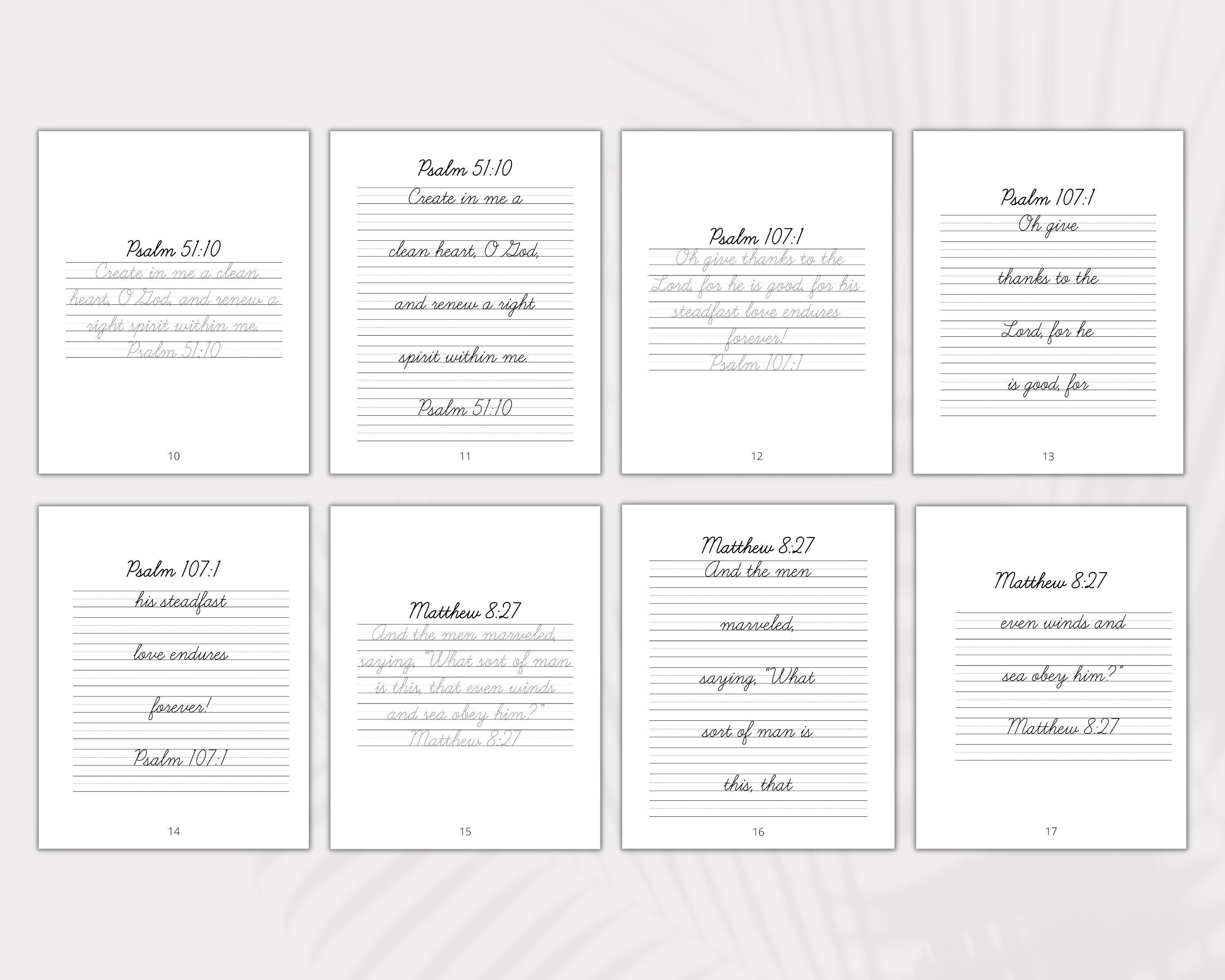 Bible Cursive Copywork Volume 3, Homeschool Handwriting Practice ...