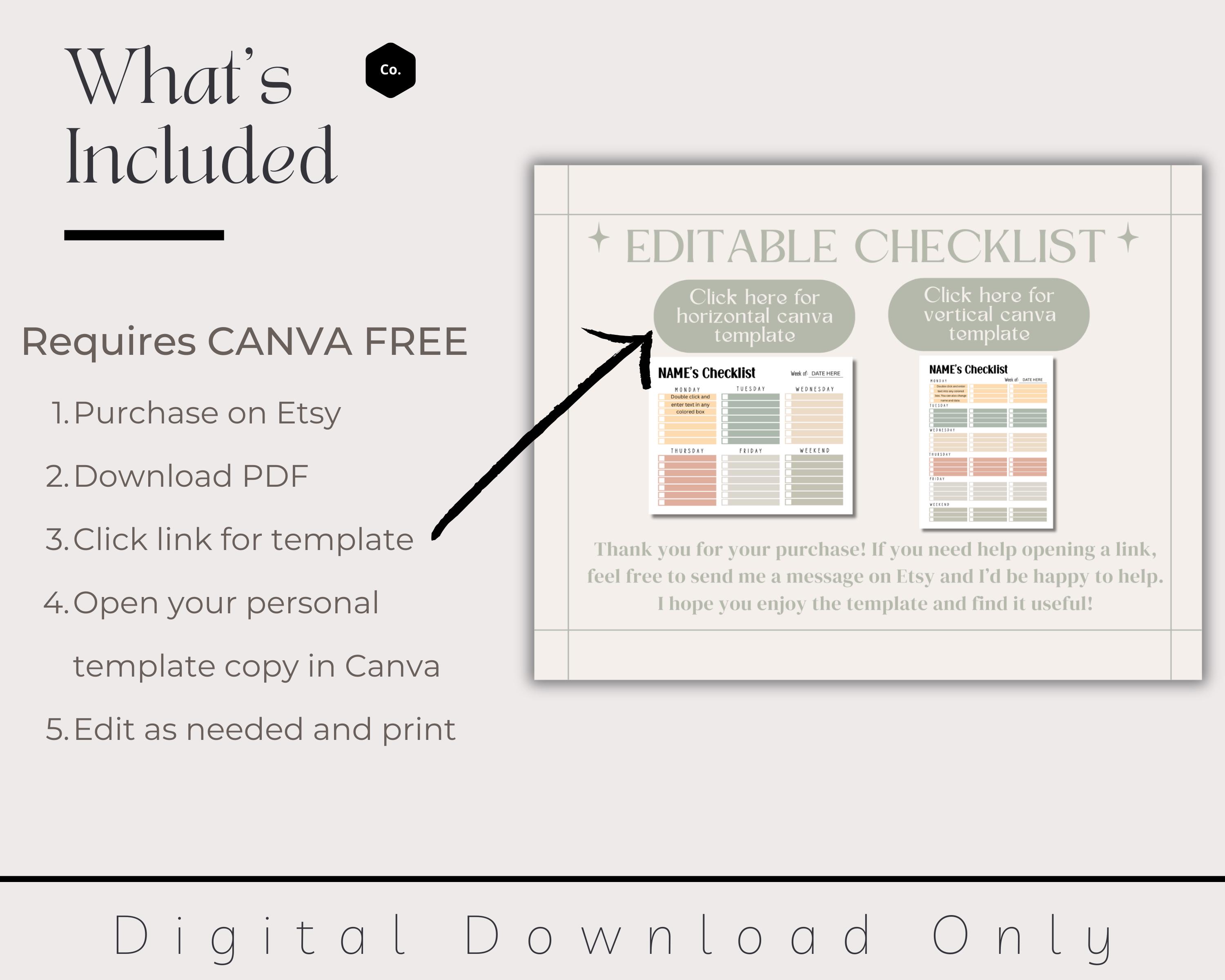 Editable Weekly Checklist for Kids To-do List Task Chart Daily ...