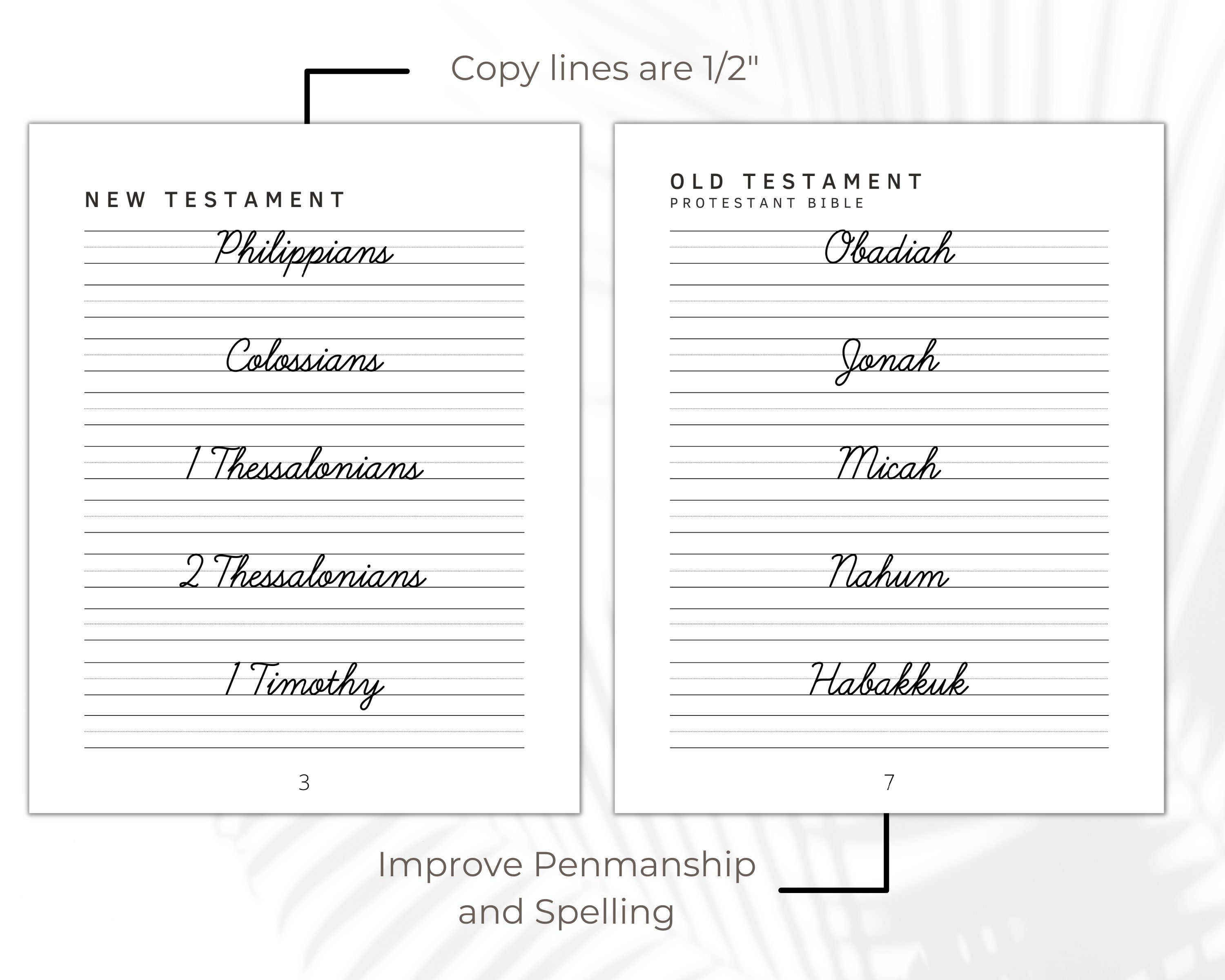 Books of the Bible Cursive Copywork, Homeschool Handwriting Practice ...