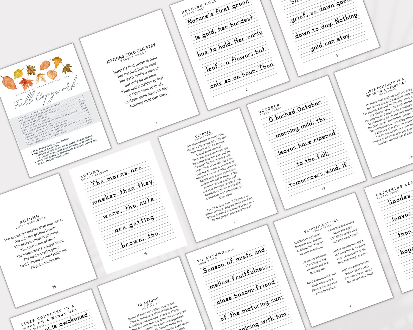 Fall Print Copywork and Seasonal Poetry Study, Charlotte Mason ...