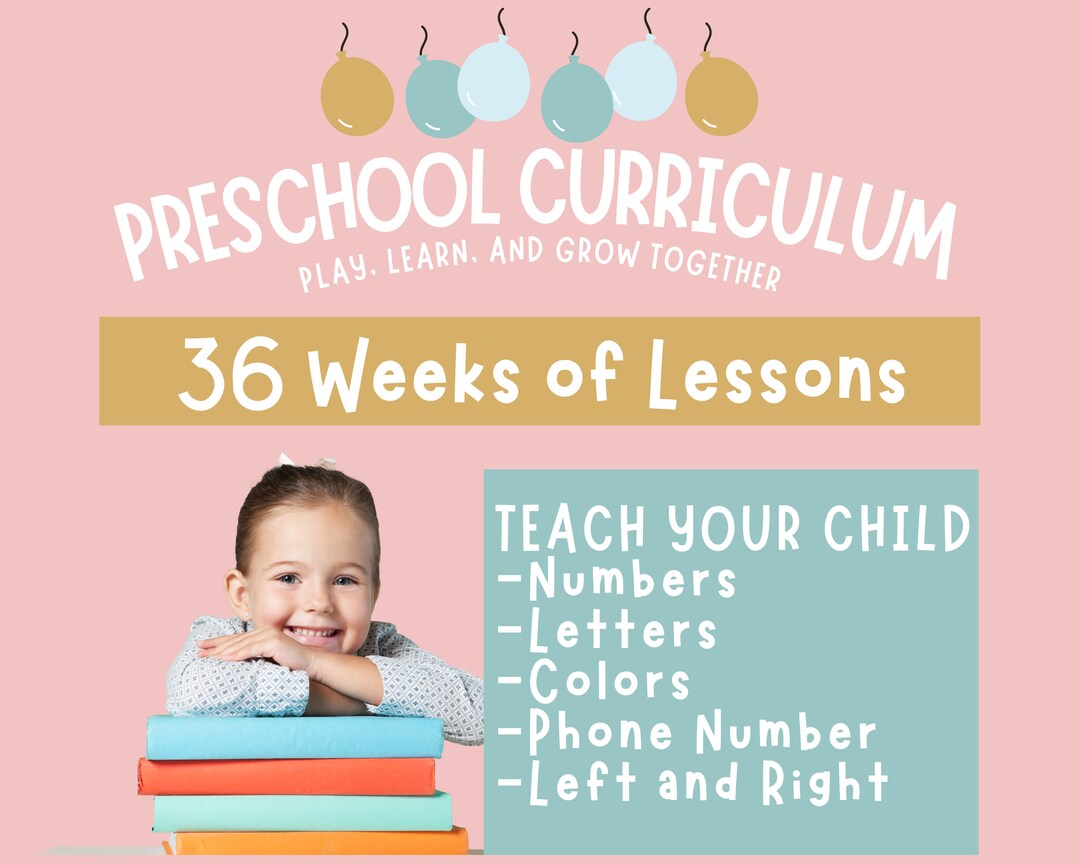Preschool Curriculum Printable for Homeschool, Teach Letters, Numbers ...