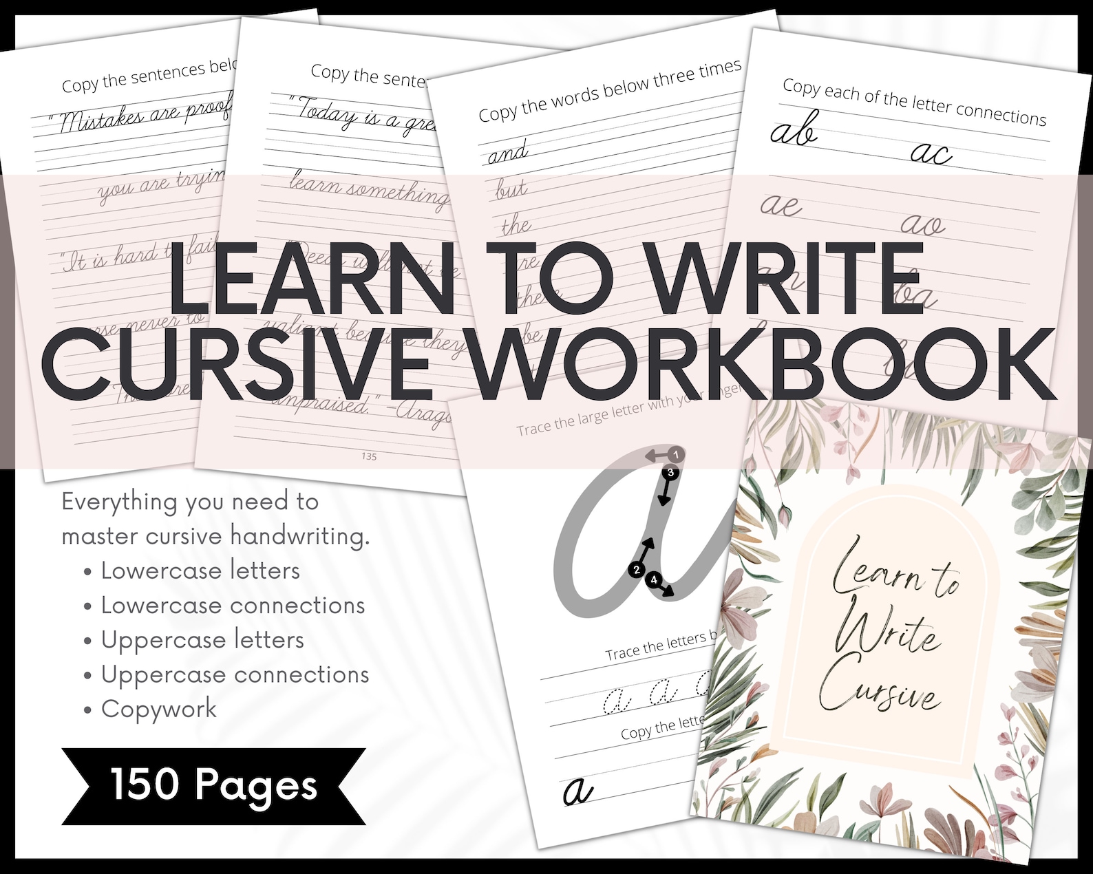 Learn to Write Cursive Workbook Homeschool Handwriting - Etsy