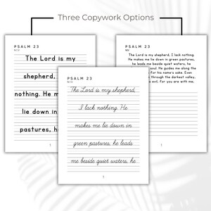 Copywork for Charlotte Mason Homeschool, Psalm 23, Print and Cursive ...