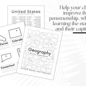 US States and Capitals Print Copywork and Flashcards, Geography ...
